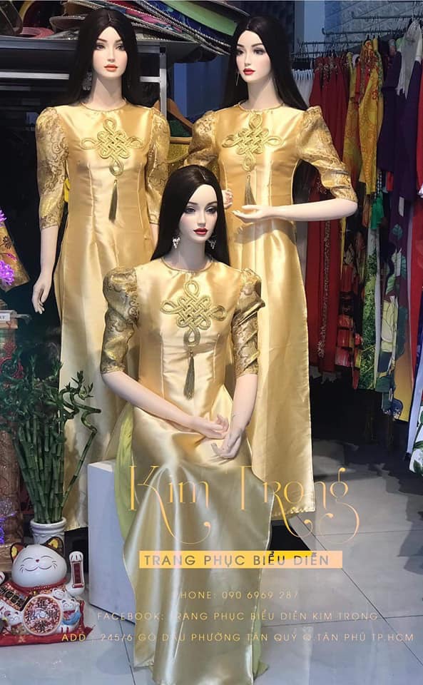 Manocanh tóc dài áo đầm vàng ASR12